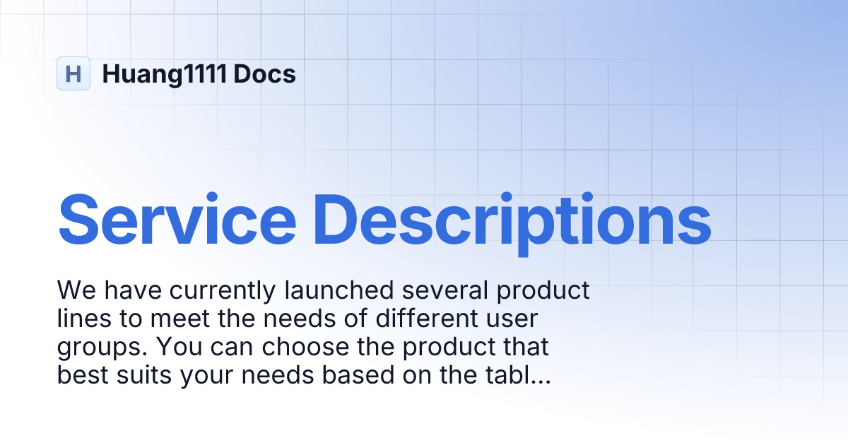 Service Descriptions | English | Huang1111 Docs